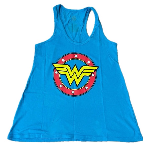 DC Comics | Tops | Dc Comics Wonder Woman Logo Blue Tank Top | Poshmark